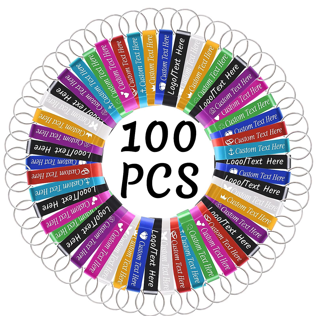 100PCS Personalized Bottle Opener Keychain Bulk Custom Beer Bottle Opener with Logo Text Engraved Wedding Bottle Opener Favors Customized Gifts for Guests Baby Shower Birthday Party-Assorted