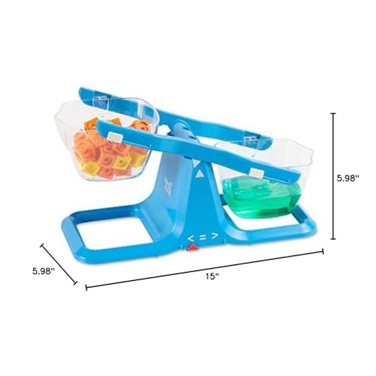 hand2mind Blue Nestable Bucket Balance, Clear Double Bucket Balance Scale for Liquids and Solids, Easy to Assemble Kids Scale, Space Saving Storage Base, Balance Scale for Classroom (Set of 1)