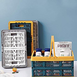 DXBO Collapsible Storage Baskets Grocery Baskets Folding Stackable Storage Containers s with Handles Car Kitchen Sundries Organizer Green (Color : Green)