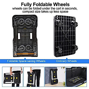 Platform Truck Folding Hand Truck 330 LB 2 Packs Heavy Duty Utility Dolly Flatbed Luggage Push Cart Fully Folded Compact Cart, Portable Trolley with Elastic Ropes Easy Storage, Lightweight for Moving
