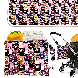 Flockthree Waterproof Baby Changing Pad with Storage Bag (43.3" X 28.7") Washable Wipeable Reusable Leak Proof Diaper Travel Mat Station Changing Mattress Liner Cribs Bed Cover, Bear Bear