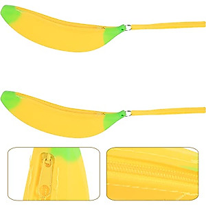 Ciieeo 2pcs Banana Shaped Pencil Bag Silicone Pen Bag Large Capacity Banana Pencil Case