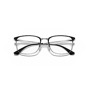Ray-Ban RX6421 Square Prescription Eyeglass Frames, Matte Black On Silver/Demo Lens, 54 mm