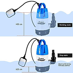 DEKO 400W 1/2HP Sump Pump 2113GPH Portable Submersible Pump with Float Switch,Clean/Dirty Water Removal Drain Pump for Swimming Pool Garden Tub Pond Flood Drain.