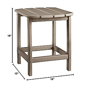 Signature Design by Ashley Sundown Treasure Outdoor Patio HDPE Adirondack Chair, Light Brown & Sundown Treasure Outdoor Patio HDPE Weather Resistant End Table, Brown