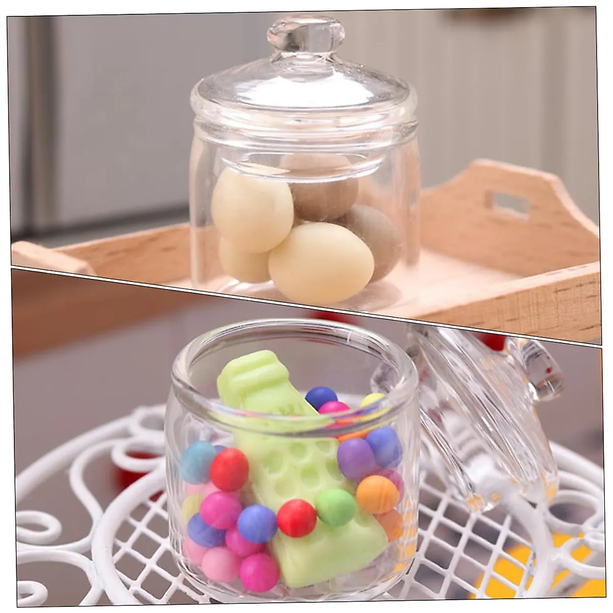 HOOTNEE 2 Pcs Miniature Jar Clear Jars Terrarium Tools Home Goods Home Decor Apothecary Jars Mini Tiny Clear Glass Jars Bottles Doll House Ornaments Mini Glass Jar Adornments Bell Shaped