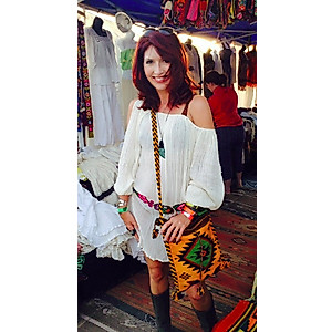 RAYMIS Womens Alpaca Wool Handmade Belt with Colorful Embroidered Flowers (Black)