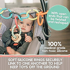 Chewbeads - Silicone Baby Links, Multi Use Baby Toy Rings - Attach Toys & Teethers to Stroller, Car Seat & More - Medical Grade Silicone, BPA Free & Phthalate Free - Includes 5 Colorful Baby Rings