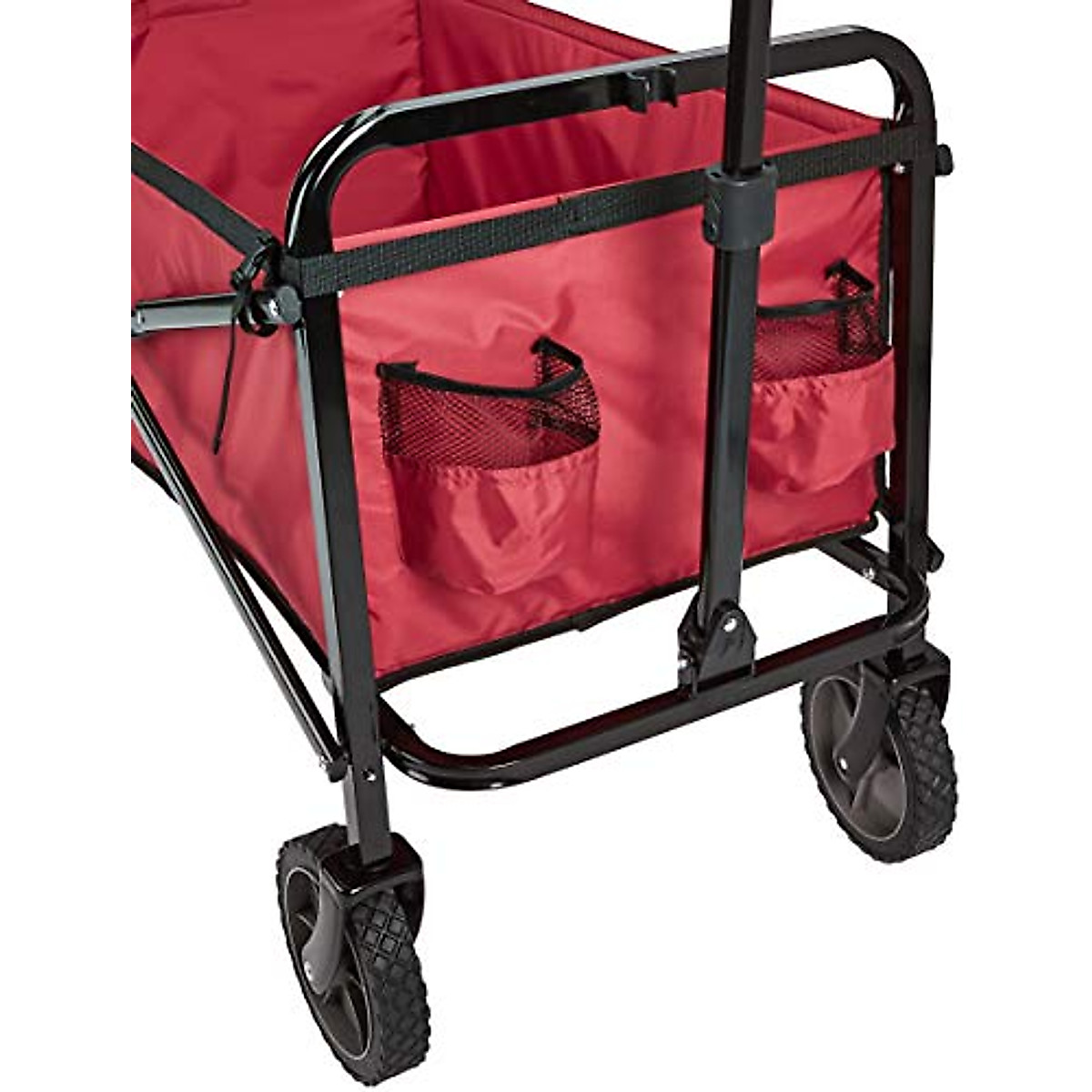 Amazon Basics Collapsible Folding Outdoor Utility Wagon with Cover Bag, Red