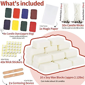 Candle Making Kit for Adults, Candle Making Supplies, Soy Wax Candle Making Kit for Making Soy Candle,Soy Wax for Candle Making,Candle Soy Wax Kit Including Candle Wax Dyes,Candle Wicks,Wick Stickers