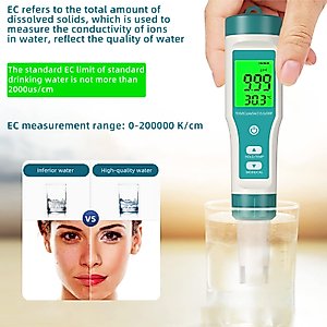 pH Meter, NIRIAHO TDS Meter 8-in-1 pH Tester PPM Meter EC Meter Salt Tester ORP H2 Tester Temp Tester Digital Range with 0-14, 0.001 High Accuracy, Ideal for Water/Pool/Aquarium/Wine(8-in-1 pH Meter)