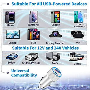 Braveridge iPhone Fast Car Charger, [Apple MFi Certified] 48W Dual USB-C PD/QC 3.0 Power Car Charger with 2 Pack Lightning Cord + 20W iPhone Charger Quick Charging for iPhone 14/13/12/11/XS/XR/SE/iPad