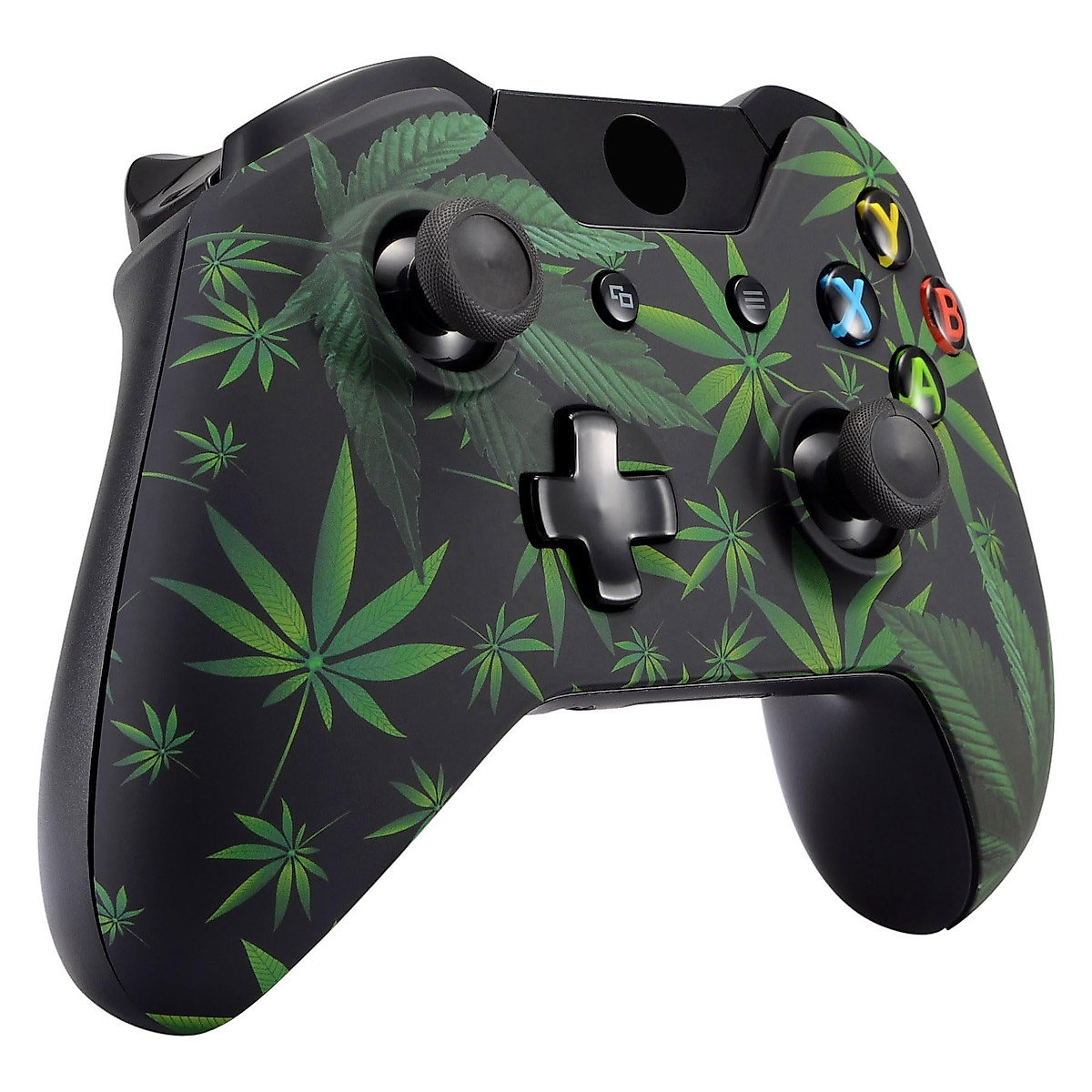 eXtremeRate Hydro Dipped Front Housing Shell Faceplate Cover Replacement Parts for Standard Xbox One Controller (Fits Both with 3.5mm Jack and Without 3.5 mm Jack) (Green Weeds)