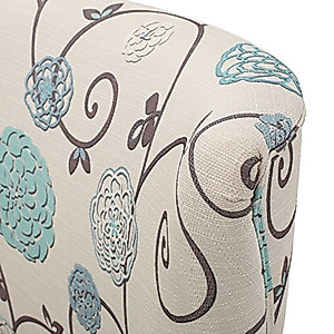 Christopher Knight Home Arabella Fabric Club Chair, White And Blue Floral 29.1D x 29.9W x 36.6H in