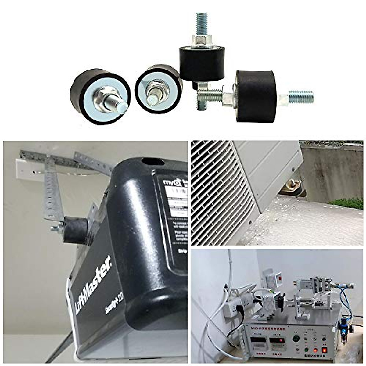 M8x23mm Rubber Studs Shock Absorber Anti-Vibration Isolator Mounts, 30x20mm Rubber Cylindrical Vibration Isolation Mount for Air Compressors Garage Motor Diesel Engines 4 PCS, with 8PCS M8 Locknuts