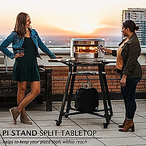 Solo Stove Portable Pi Stand | Outdoor Stand for Pi Pizza Oven on Wheels, With Shelf & Gas Tank Storage, Split Table Top, Powder-Coated Stainless Steel, Dimensions (LxW): 47.3 x 38.1 in, 45 lbs, Black
