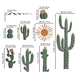 wondever Boho Cactus Wall Stickers Tropical Cacti Green Plants Peel and Stick Wall Art Decals for Living Room Bedroom Dining Room
