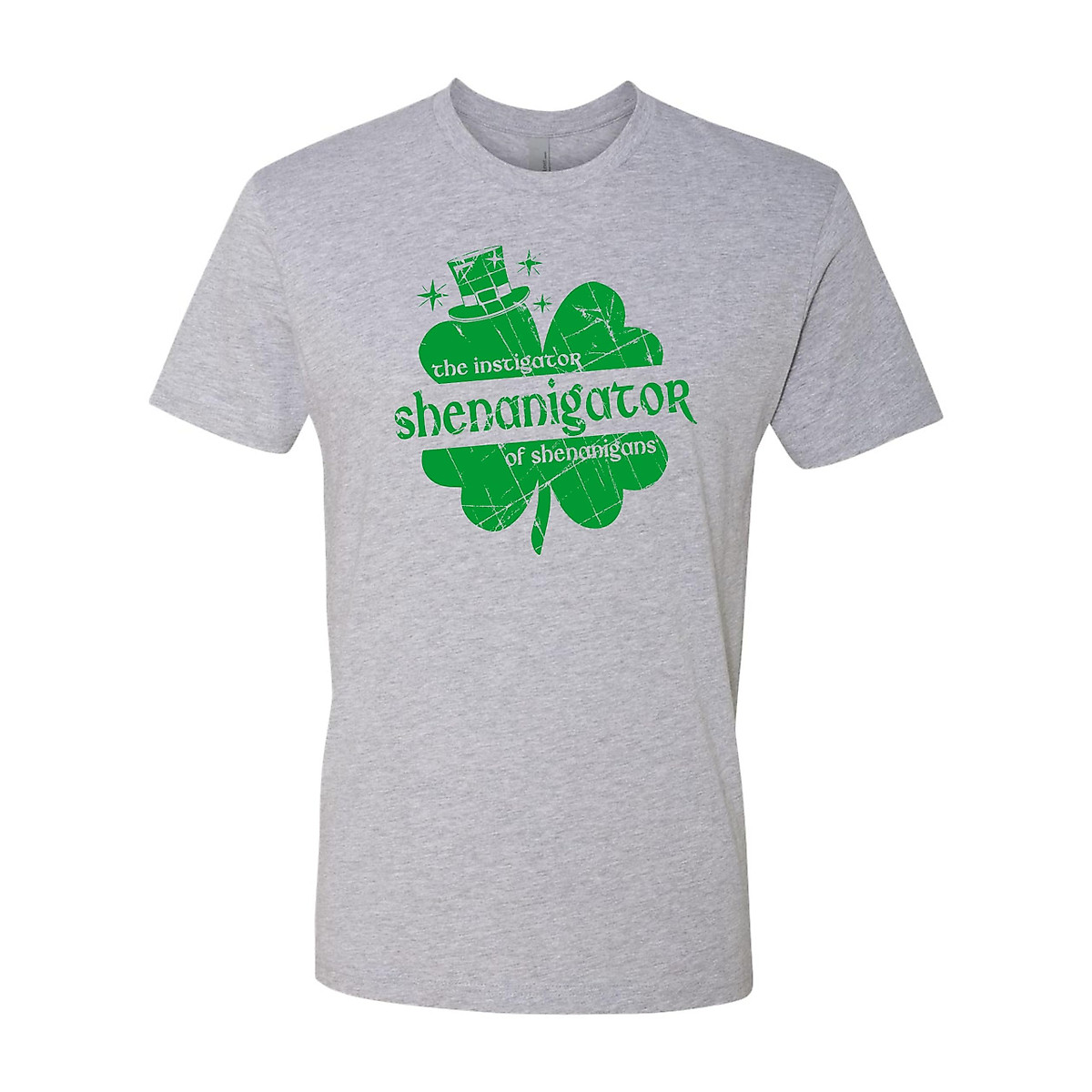 Large Dark Heather Gray Mens Shenanigator Instigator of Shenanigans St. Pattys Day Deluxe Soft T-Shirt