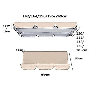 Sun Shade Patio Swing Cushion Cover Waterproof UV Resistant 210D Oxford Cloth Furniture Protector Garden Seater Replacement Top Cover for 2/3 Person Swing 22.6.21