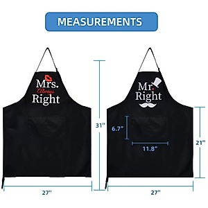 ZOORON Mr and Mrs 2 Pieces Kitchen Aprons Set Gifts, Anniversary Couple Gifts, Wedding Gifts for Couple,Aprons for Couples…