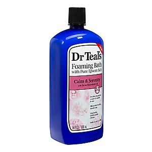 Bundle of Dr Teals Calm & Serenity with Rose Essential Oil (Made with Milk Protein): Pure Epsom Salt Soaking Solution 3 LBS & Foaming Bath 34 FL OZ