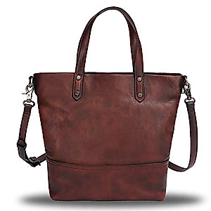Genuine Leather Satchel Purses Handbags for Women Top Handle Bags Lady Crossbody Shoulder Tote Bags (Coffee)