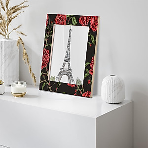 POFATO Skull Red Roses Stems 8x10 Picture Frame Wood Photo Frame for Tabletop Display Wall Mount Picture Frame Display 8 x 10 Inch Photo Wall Decor Home Gift Frames