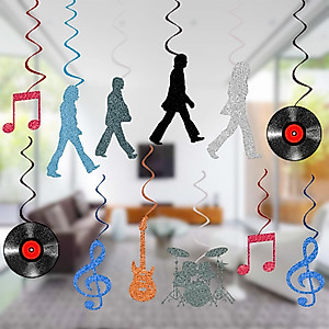 Rock and Roll Party Decorations 60s Retro Rock Music Party Streamers Hanging Swirls Decor 24Pcs Party Ceiling Decor Banner Supplies Event Birthday Party Decor