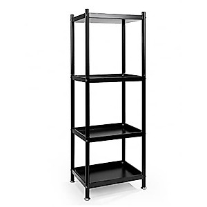 MAGCOLOR Metal Shelving Unit 4 Tier Baked Zinc Stainless Steel Storage Shelves Rack for Kitchen,Laundry Room, Garage or Office Shelving Heavy Duty, 43” H x17.3” W x 16.7” D Black (Unassembled)