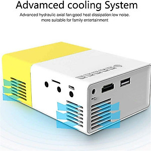 Leadmall Mini Projector, 1080P Home Cinema USB HDMI AV SD Mini Portable HD LED Projector, Ideal for Home Entertainment in Dark. (Yellow)