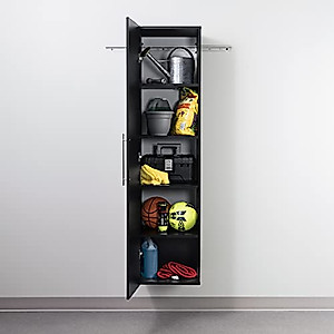 Prepac HangUps 15 in Narrow Garage Storage Cabinet, W x 72" H x 16" D, Black