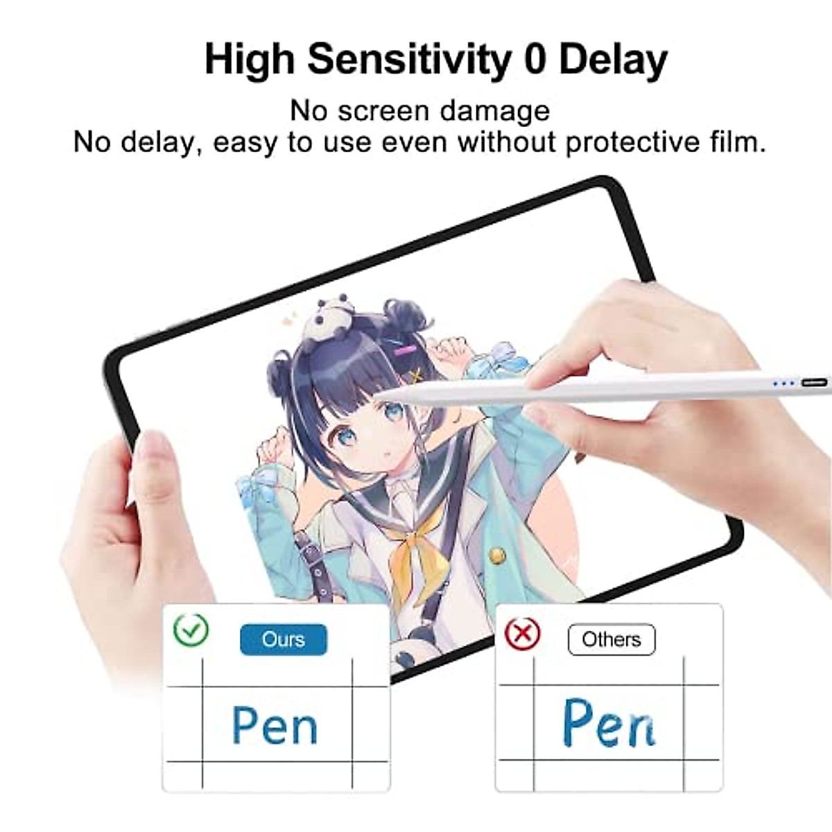 Stylus Pen for iPad,ipad Pen for iPad 10/9th,Apple Pencil Compatible with iPad Pro 12.9/11in,iPad Air 5/4/3,iPad Mini 6th/5th Gen,iPad 6/7/8th Gen,ipad Pen with Palm Rejection,4 Replaceable 1.5mm Tips