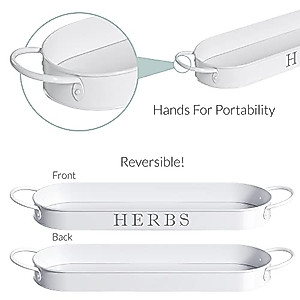 Barnyard Designs Farmhouse Herb Garden Planter Indoor Planter Set with Tray or Outdoor Apartment Window Planter Box, Windowsill Planter Box, Indoor Herb Planter Garden Pots Herb Pots, White, Set/3