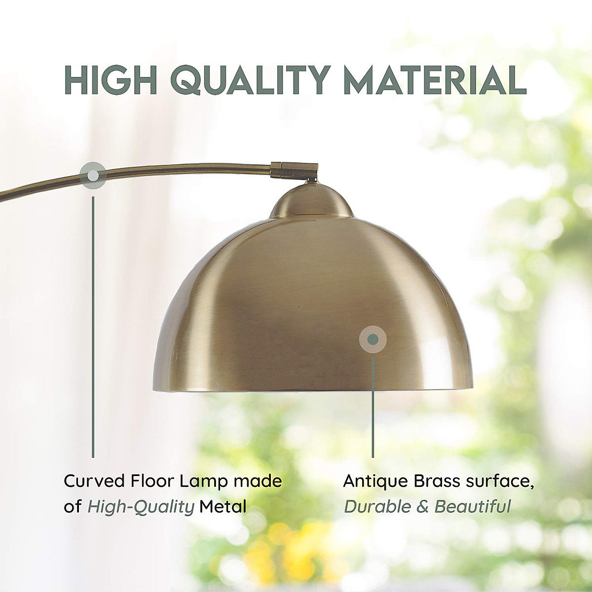 Archiology Arc Floor Lamp, 79" Height Gold Brass Floor Lamp Curved, and Metal Dome Shade with Glossy White Interior Perfect for Living Room Reading Bedroom Home Office