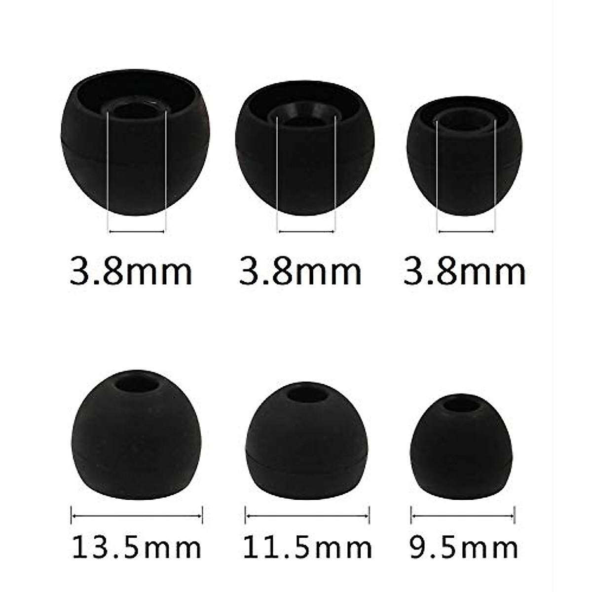 JNSA Silicone Earbuds Ear Tips Covers Gels for Sony MDR Series & Sony XBA Seriese Headphone, SML 3 Size 6 Pairs Sony MDRXB50AP MDR-XB50AP Ear Buds Eartips, 6Pairs Silicone Buds Tips for Sony,Black