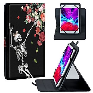 HEAKIERG Universal Tablet Case for Google Pixel 11 Inch 2023, Lightweight Flip Stand and Adjustable Protective Cover Case for Google Pixel 11" Tablet, Skull Rose