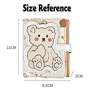 JELLYEA Kawaii Bear Wallet Cute Cartoon Card Holder Girls Coin Purse Anime Key Bag Card Case Front Pocket Wallet (Beige-1)
