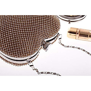 Abbie Home Heart Shaped Evening Bag Wedding Party Crystal Bridal Clutch (Gold)