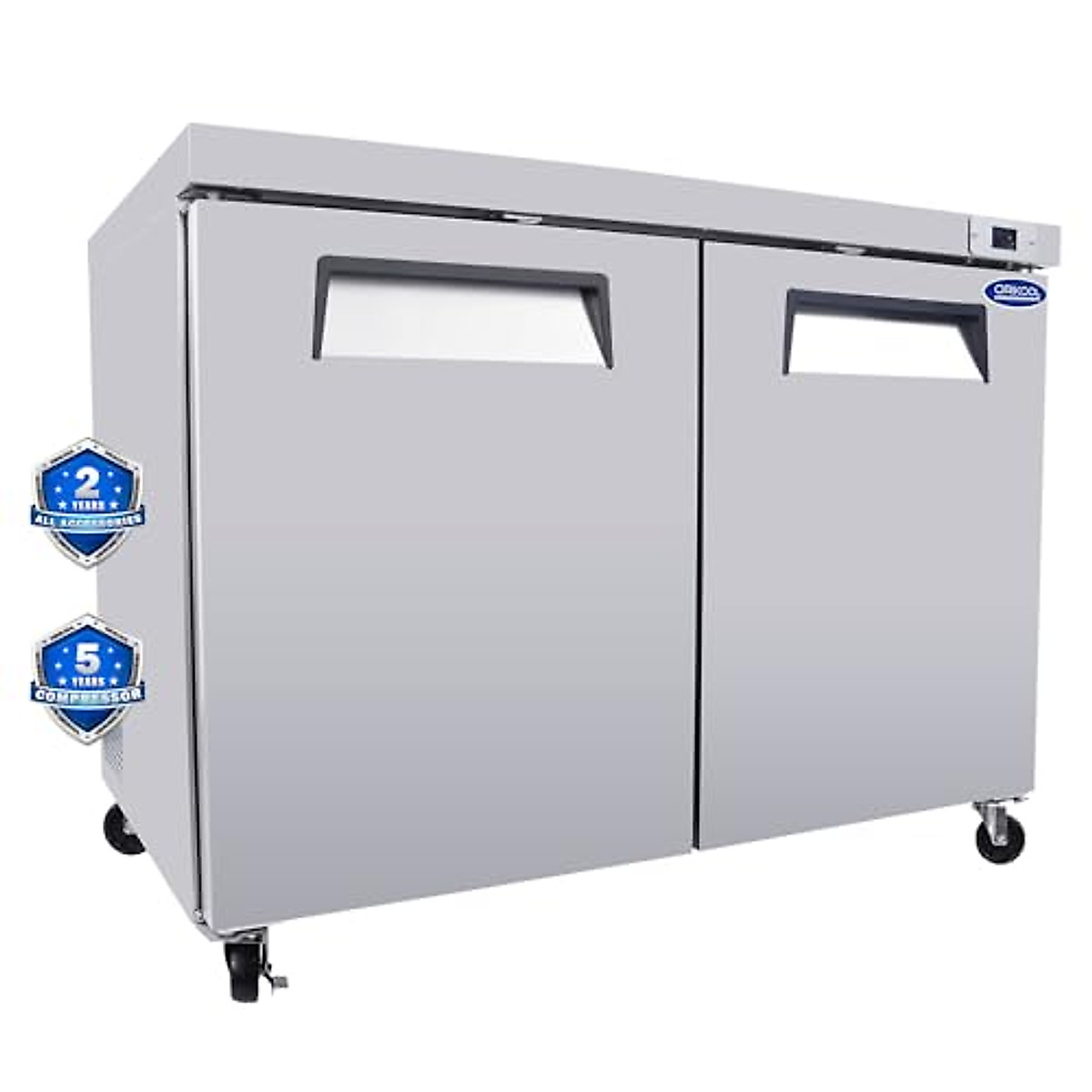 ORIKOOL 48" Commercial Under Counter Freezer 2 Doors 14 Cu.ft Undercounter Work Top Freezers ETL Approved