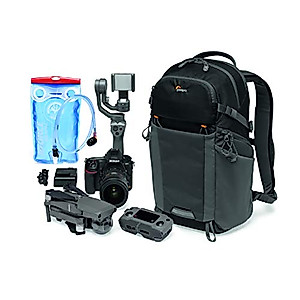 Lowepro LP37260-PWW Photo Active Outdoor Camera Backpack, QuickShelf Dividers, fits 12inch Laptop/2L Hydration, for Mirrorless, Sony, Canon, Nikon, Lenses, Gimbal, Drone, DJI, Osmo, Mavic, Black/Grey, BP200