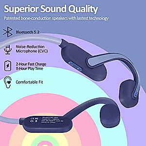 C G CHANGEEK Bone Conduction Headphones, Open-Ear Wireless Bluetooth Headphones with CVC Noise Reduction Microphone, 8H Playback, Sweatproof Sport Earphones for Gym, Running & Work, CGS-B6A