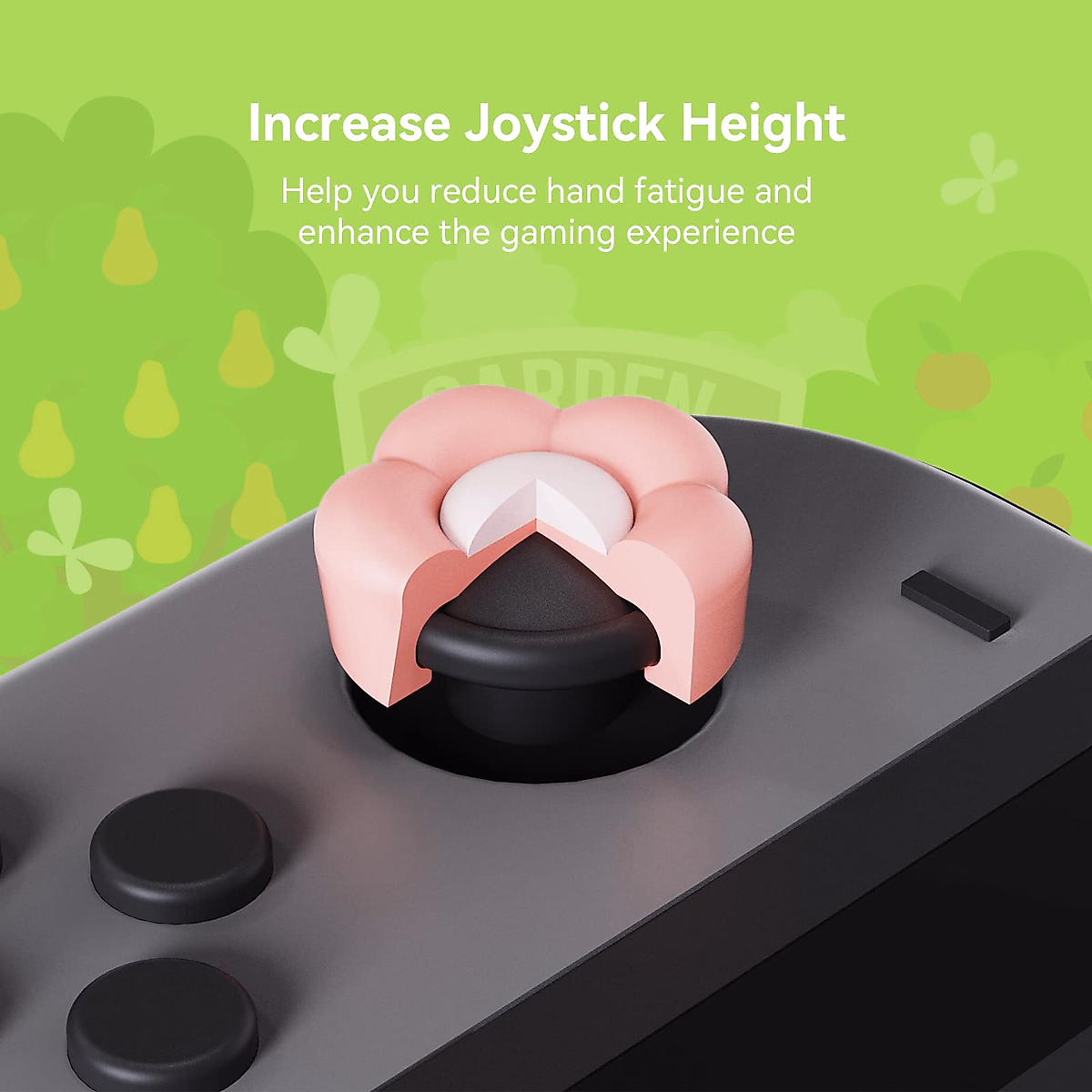 GeekShare Silicone Joycon Thumb Grip Caps, Joystick Cover Compatible with Nintendo Switch/OLED/Switch Lite,4PCS - Heart & Flower (Pink&Yellow)