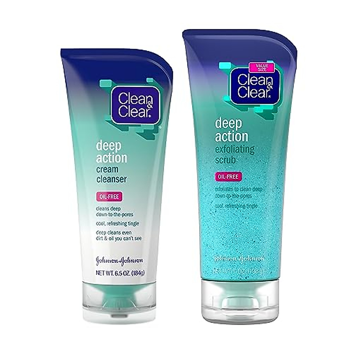 Clean & Clear Oil-Free Deep Action Exfoliating Facial Scrub, Cooling Daily Face Wash With Exfoliating Beads for Smooth Skin, Cleanses Deep Down to the Pores to Remove Dirt, Oil & Makeup, 7 oz