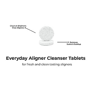 Daily Aligner Cleanser Tablets by PUL - Remove Odors Discoloration Stains & Plaque - Specially Formulated to Clean & Brighten Aligners, Retainers, Dentures, Nightguards & Dental Appliances - 30 Pack