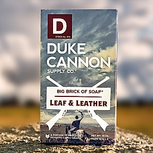Duke Cannon Supply Co. Big Brick of Soap Bar for Men Leaf + Leather (Amber & Woodsy Scent) Multi-Pack - Superior Grade, Extra Large, Masculine Scents, All Skin Types, Paraben-Free, 10 oz (3 Pack)