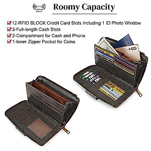 S-ZONE Crossbody Cell Phone Purse Wristlet Wallets for Women RFID Blocking Phone Wallet with 2 Straps