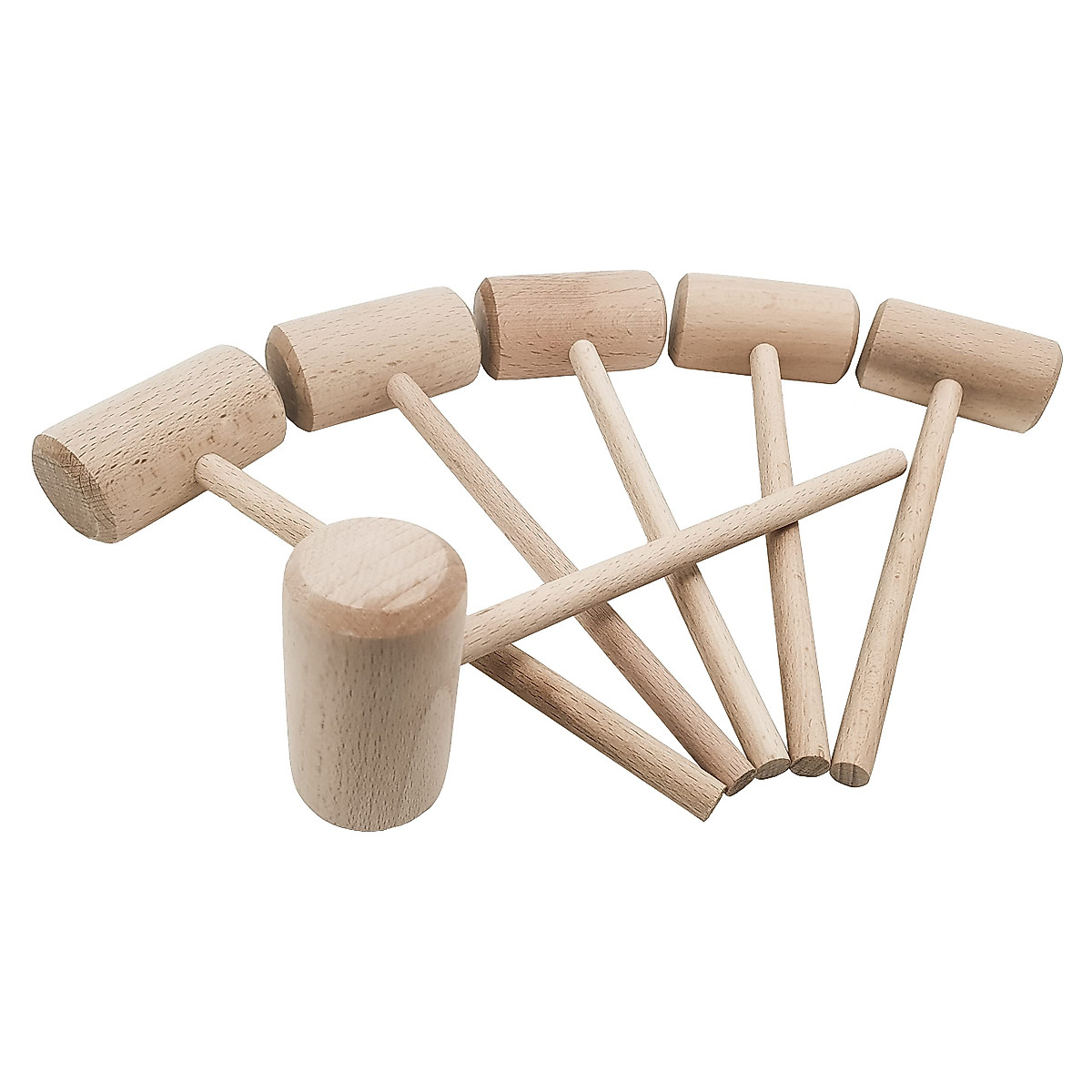 BSANG 8-Inch Large Wooden Crab Lobster Mallet, Seafood Hammers Shellfish Mallets, Wooden Hammer for Chocolate, Hammer Golf Tees, Breakable Heart Hammer, Natural Hard Beechwood (6 Pcs)