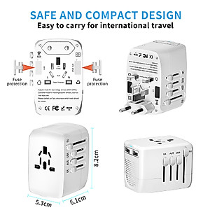 2000W Travel Voltage Converter, Universal Travel Adapter Voltage Converter Combo for 100V-240V, with 2 USB Ports, US to UK Europe Australia 200+ Countries Power Converter（White）