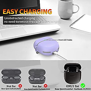 [Upgrade Secure Lock] Bose QuietComfort Earbuds II 2022 Case, YIPINJIA Full-Body Shockproof Armor Protective Cover for New Bose QuietComfort Earbuds 2, TPU Hard Shell with Lanyard and Keychain(Purple)