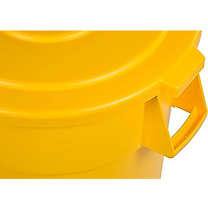 Carlisle FoodService Products 34105604 Bronco Polyethylene Round Lid, 26-1/2" Diameter x 2-1/4" Height, Yellow, for 55 Gallon Trash Containers